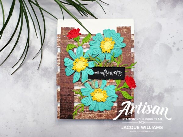 Pretty Lattice Style Card with Simply Zinnias - Stamp Happy, Jacque ...